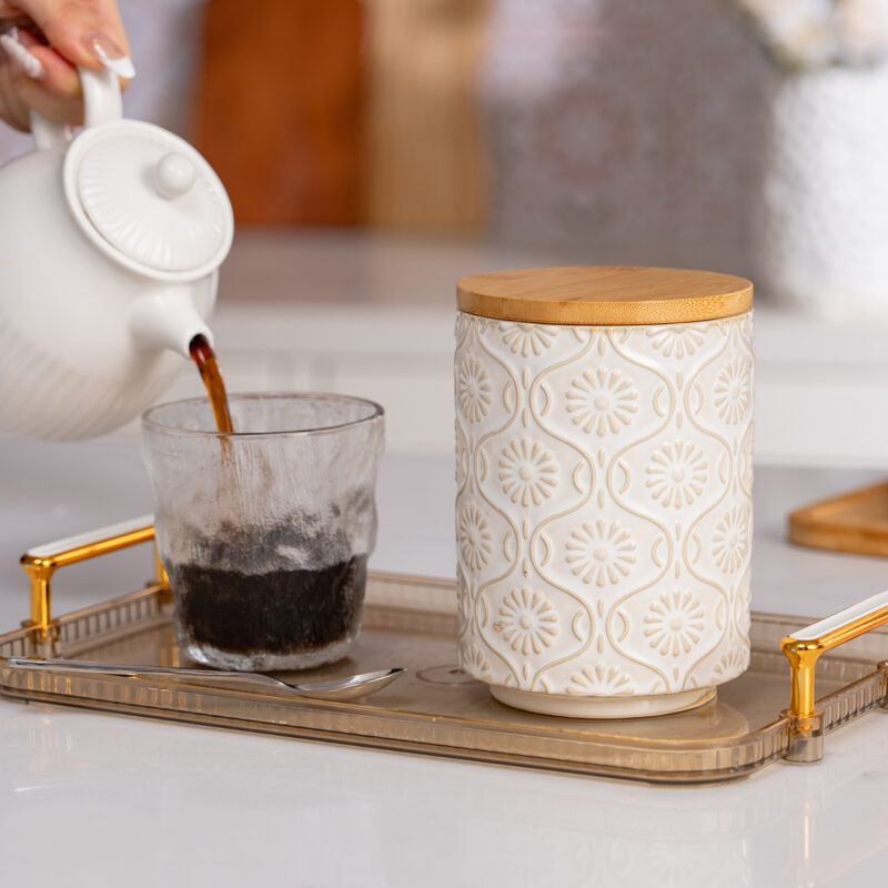 Ceramic Canister with Airtight Lid – 30 Fl Oz Cookie & Coffee Canister ...